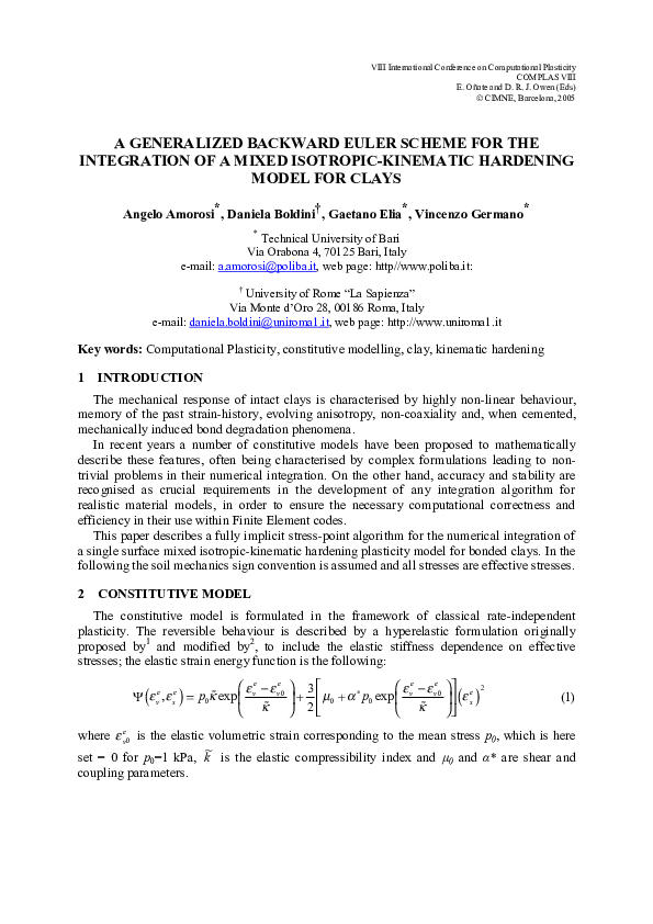 Pdf A Generalized Backward Euler Scheme For The Integration Of A