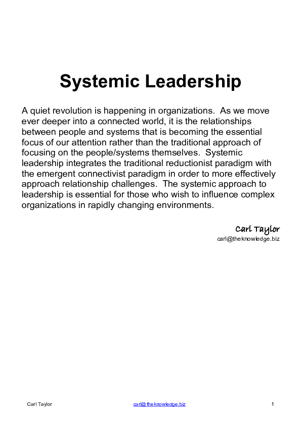 (PDF) Systemic Leadership