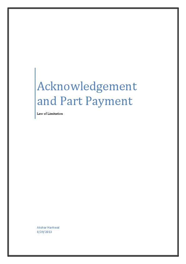 (DOC) Acknowledgement and Part Payment