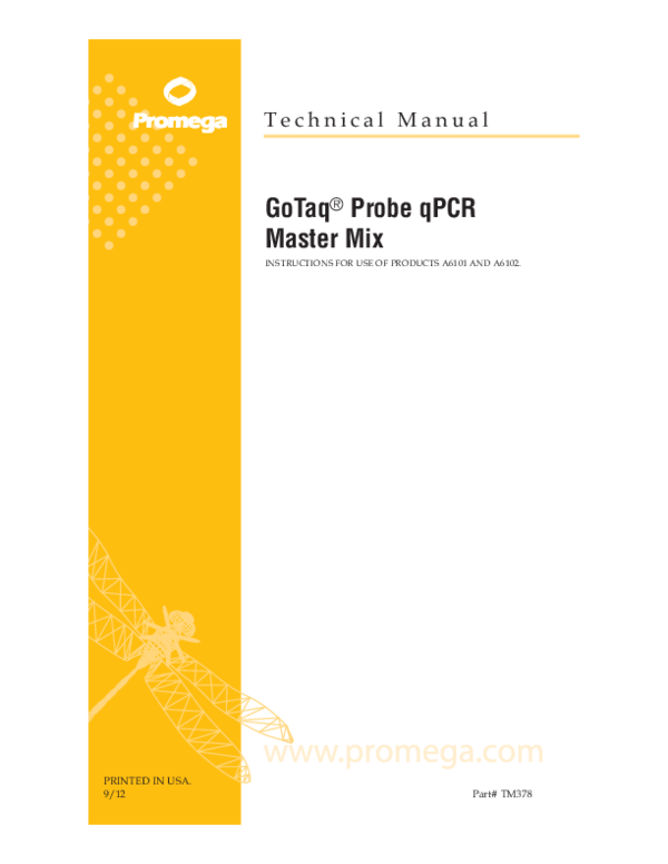 (PDF) Go Taq Probe q PCR Master Mix Protocol