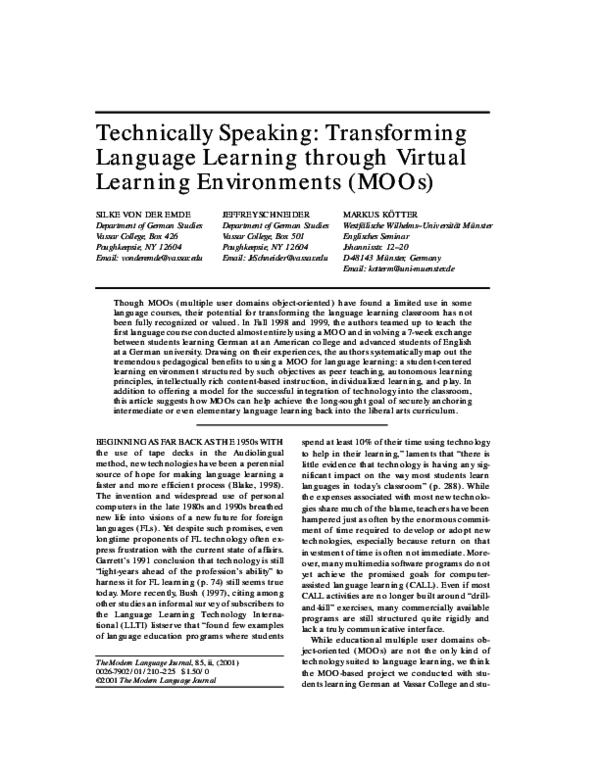 (PDF) Technically Speaking: Transforming Language Learning through ... (PDF) Technically Speaking: Transforming Language Learning through ...