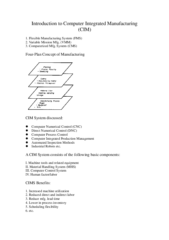 (PDF) Chapter2 CIM introduction