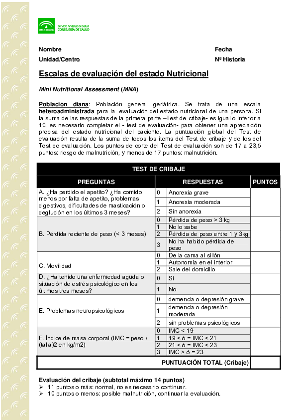 (PDF) Mininutritional assessment