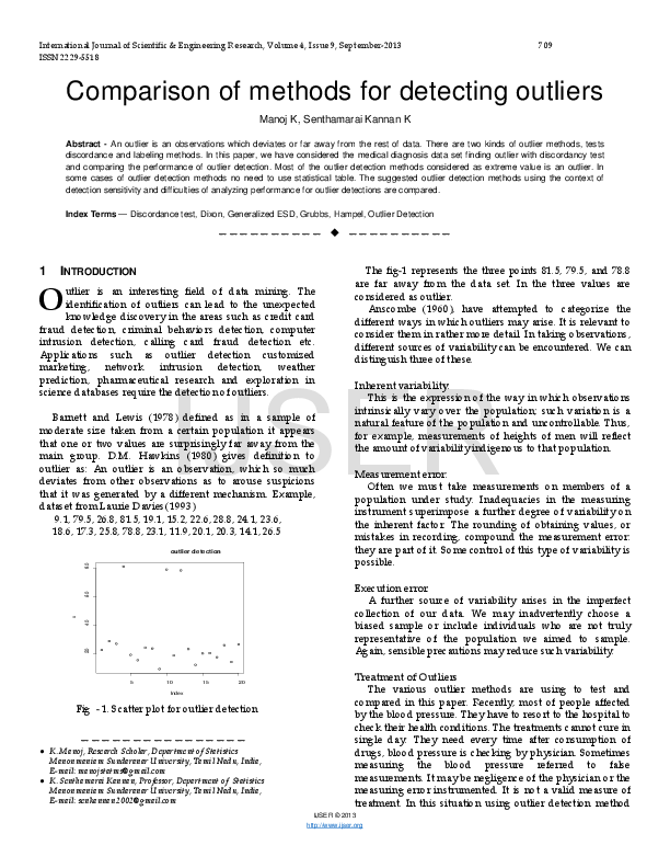 Pdf Comparison Of Methods For Detecting Outliers