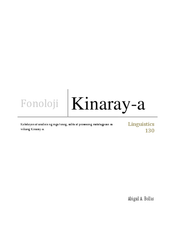 (PDF) Phonology of Kinaray-a