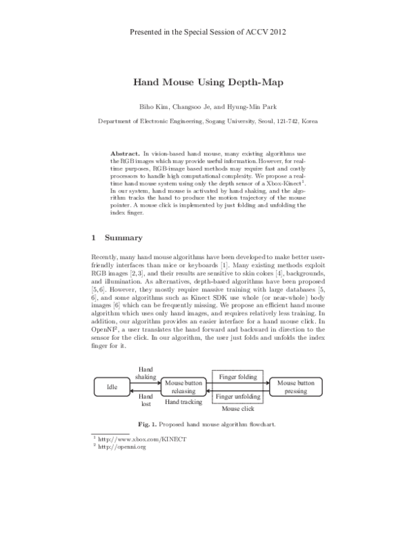 (PDF) Hand Mouse Using Depth-Map