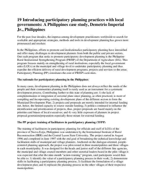 (DOC) 19 Introducing participatory planning practices with local governments