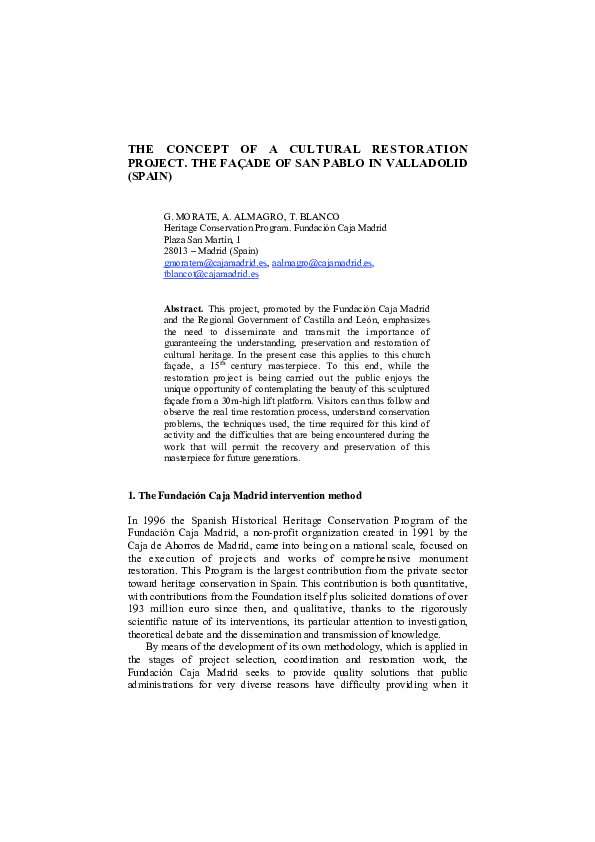 (PDF) The Concept of a Cultural Restoration Project. The Facade of San ...