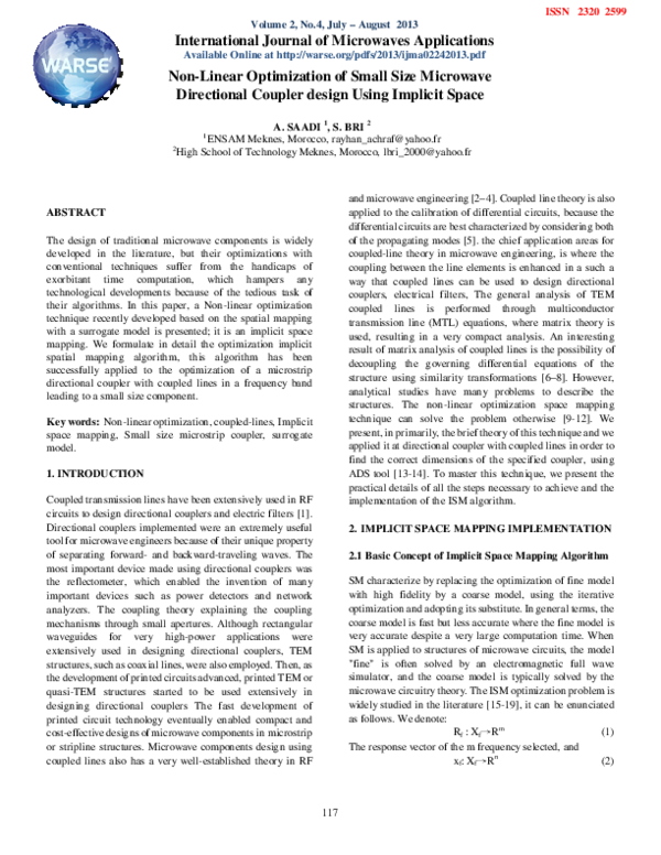 (PDF) Non-Linear Optimization of Small Size Microwave Directional Coupler design Using Implicit ...