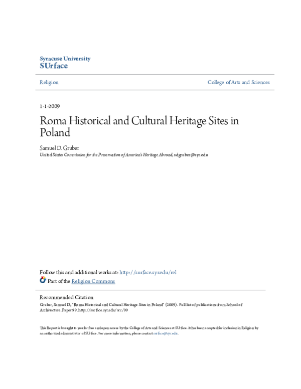Roma Historical and Cultural Heritage Sites in Poland