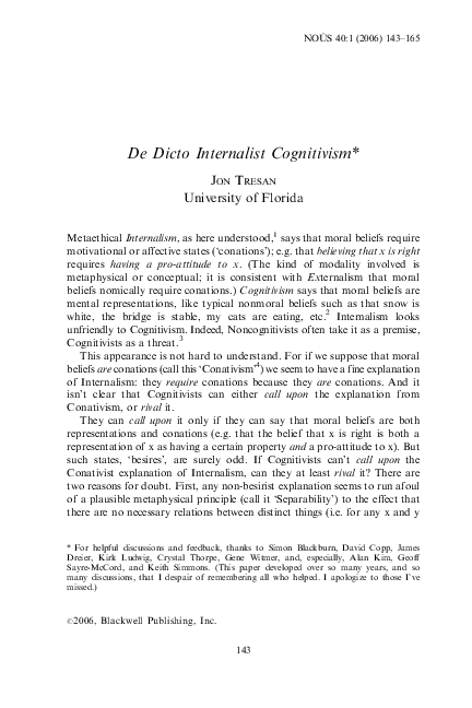 (PDF) De Dicto Internalist Cognitivism