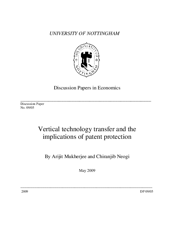 (PDF) Vertical technology transfer and the implications of patent ...