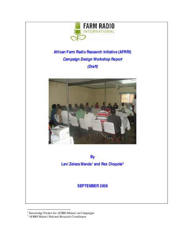 (PDF) AFRRI Campaign Design Workshop Report