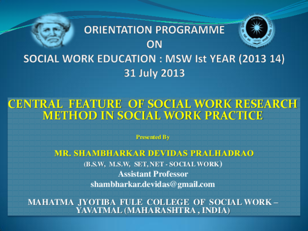 (PPT) CENTRAL FEATURE OF SOCIAL WORK RESEARCH METHOD IN SOCIAL WORK ...