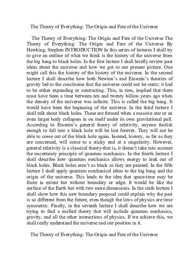 (DOC) The Theory of Everything