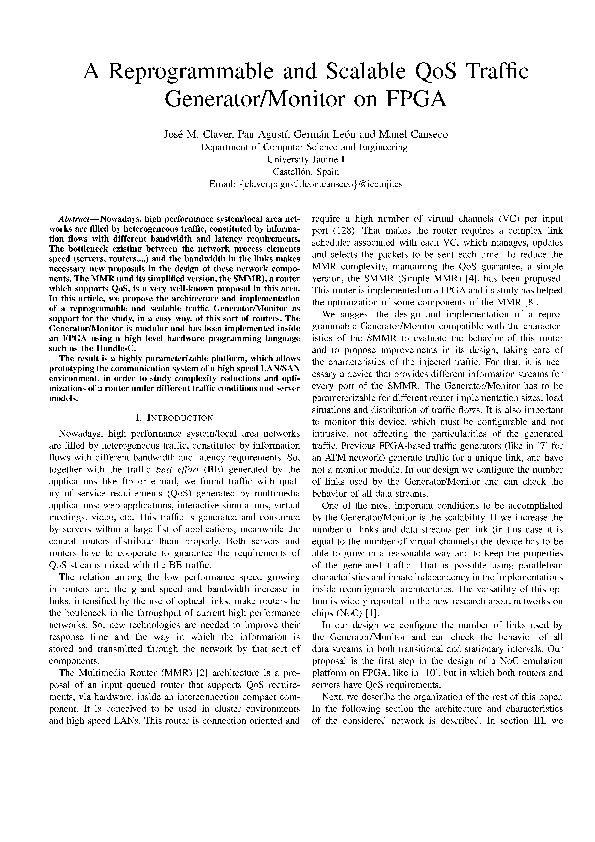 (PDF) A Reprogrammable and Scalable QoS Traffic Generator/Monitor on FPGA