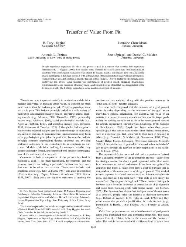 (PDF) Transfer of Value From Fit
