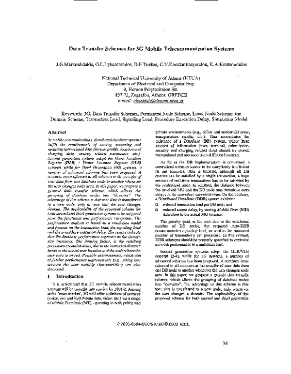 (PDF) Data Transfer Schemes for 3G Mobile Telecommunication Systems