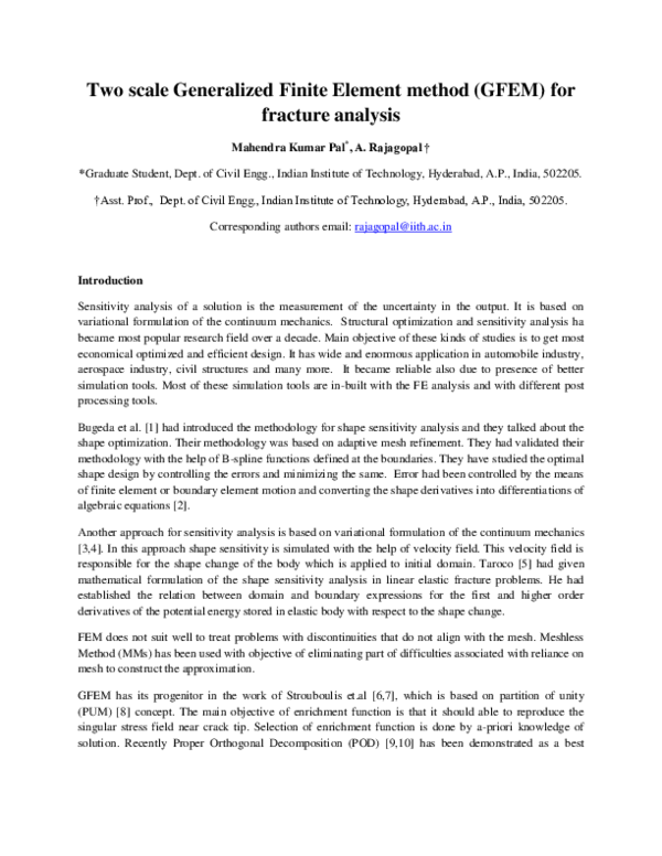(PDF) Two Scale Generalized Finite Element Method for Fracture Analysis (PDF) Two Scale Generalized Finite Element Method for Fracture Analysis