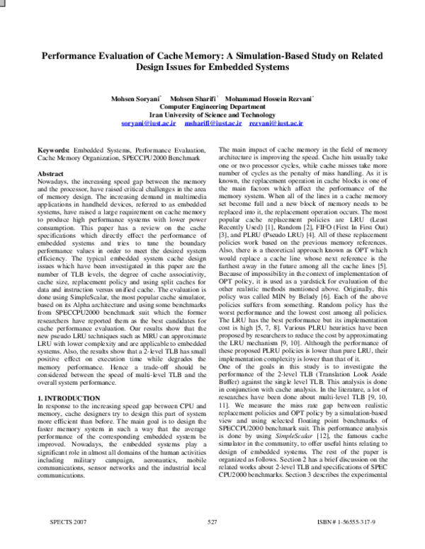 (PDF) Performance Evaluation of Cache Memory: A Simulation-Based Study on Related Design Issues ...