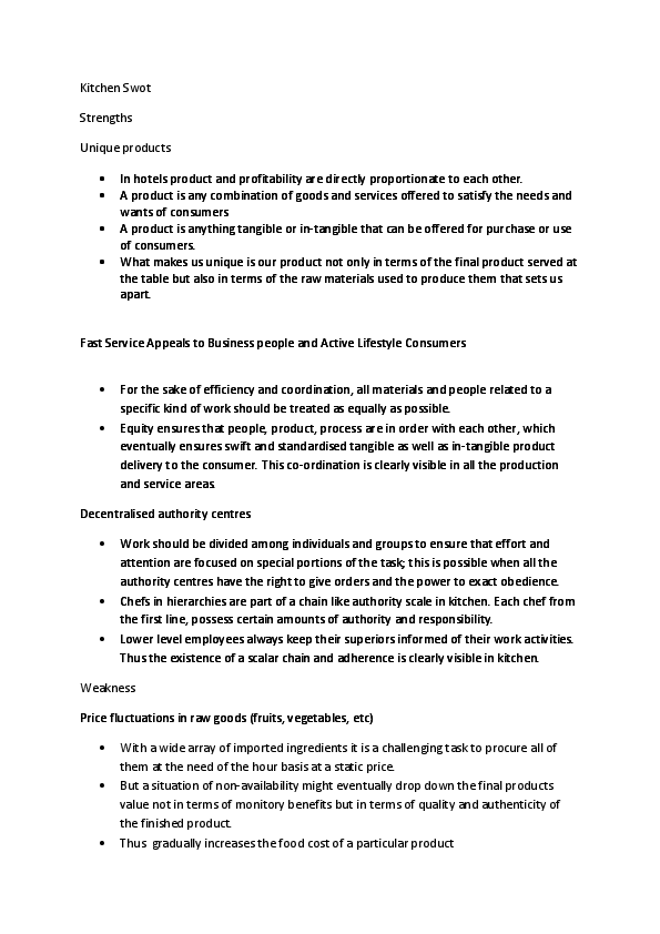 (DOC) Kitchen Swot | Aakash Nambiar - Academia.edu