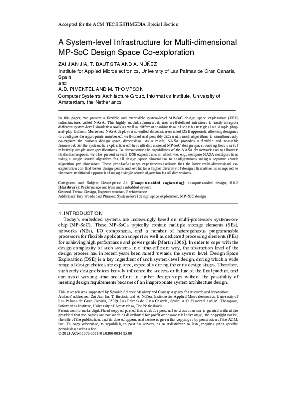 (PDF) A System-level Infrastructure for Multi-dimensional MP-SoC Design Space Co-exploration