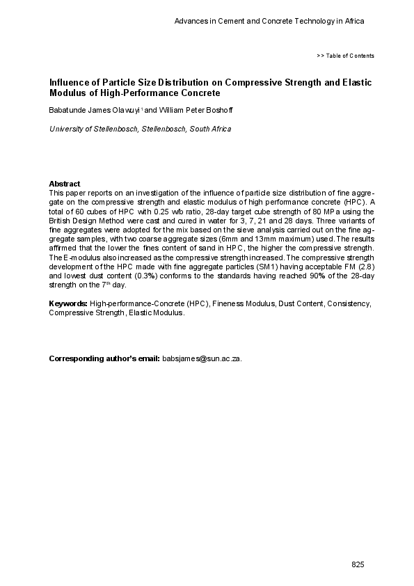 Pdf Influence Of Particle Size Distribution On Compressive Strength