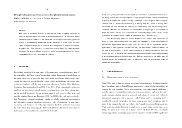 (PDF) Strategies of response and responsiveness in diplomatic communication