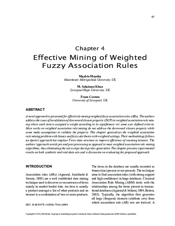(PDF) Effective Mining of Weighted Fuzzy Association Rules