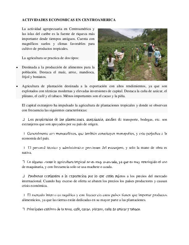 (DOC) ACTIVIDADES ECONOMICAS EN CENTROAMERICA