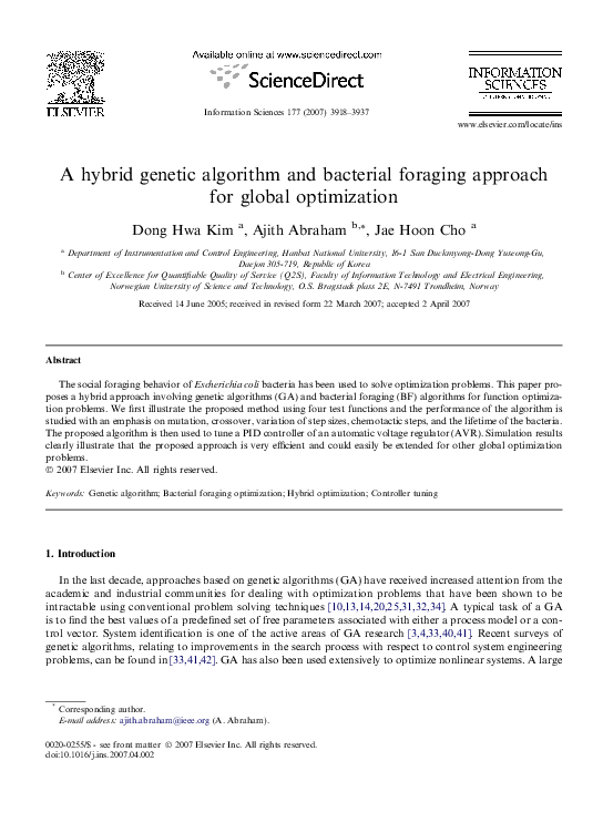 (PDF) A hybrid genetic algorithm and bacterial foraging approach for ... (PDF) A hybrid genetic algorithm and bacterial foraging approach for ...