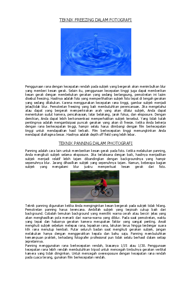 (DOC) TEKNIK FREEZING DALAM FOTOGRAFI