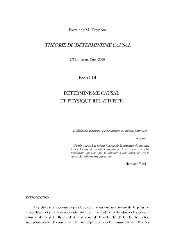 (PDF) Déterminisme causal et physique relativiste