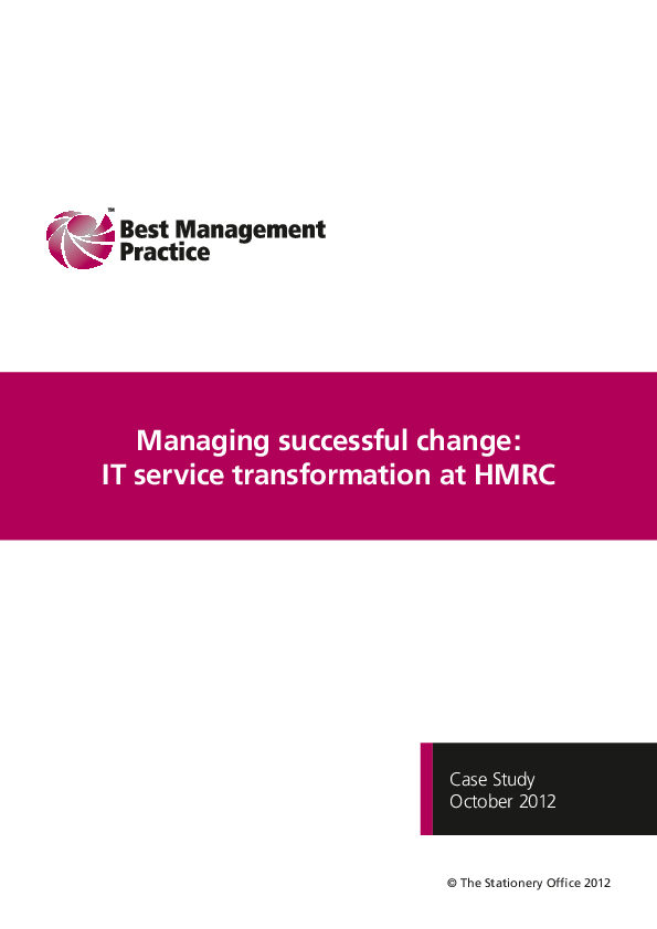 (PDF) Managing Successful Change IT Service Transformation at HMRC Case ...