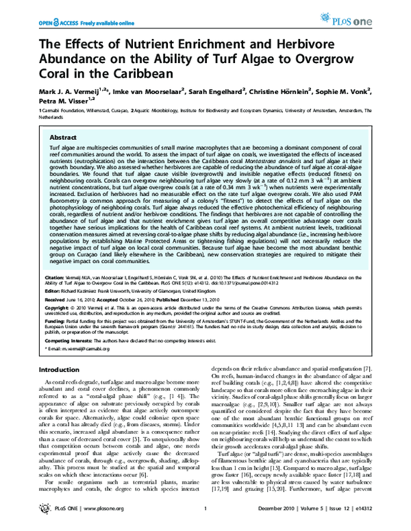 (PDF) The Effects of Nutrient Enrichment and Herbivore Abundance on the ...