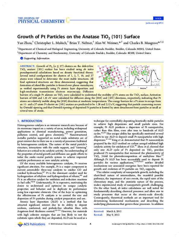 (PDF) Growth of Pt Particles on the Anatase TiO2 (101) Surface