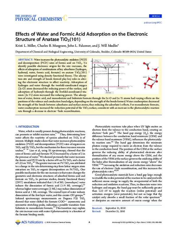 (PDF) Effects of Water and Formic Acid Adsorption on the Electronic ...