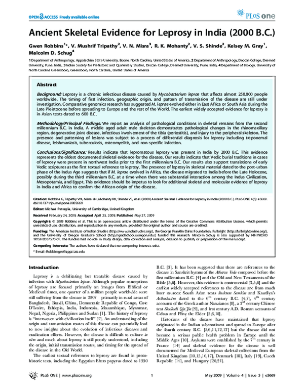 (PDF) Ancient Skeletal Evidence for Leprosy in India (2000 B.C