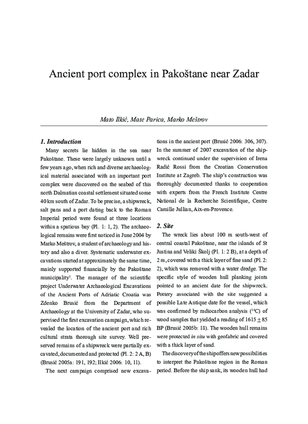(PDF) Ancient port complex in Pakoštane