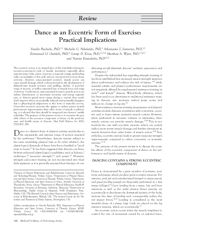 (PDF) Dance as an eccentric form of exercise
