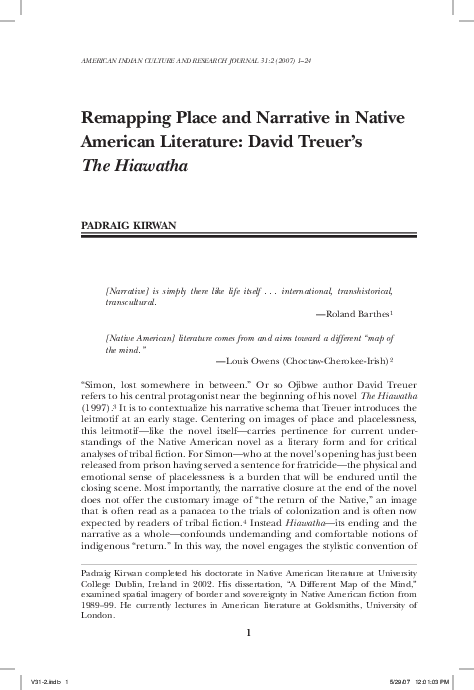 (PDF) Remapping Place and Narrative in Native American Literature ...