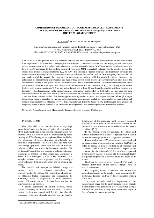 (PDF) Characterisation of Performance of Thin-film Photovoltaic ...