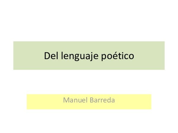 (PPT) Del lenguaje poético