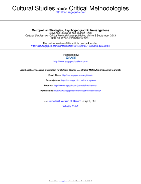 (PDF) Metropolitan Strategies, Psychogeographic Investigations
