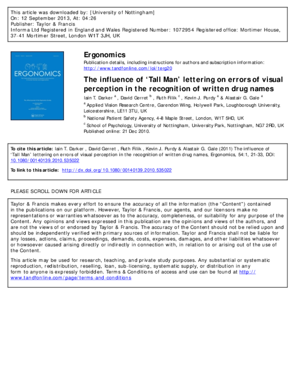 (PDF) The influence of ‘Tall Man’ lettering on errors of visual ...