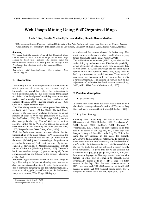 (PDF) Web Usage Mining Using Self Organized Maps