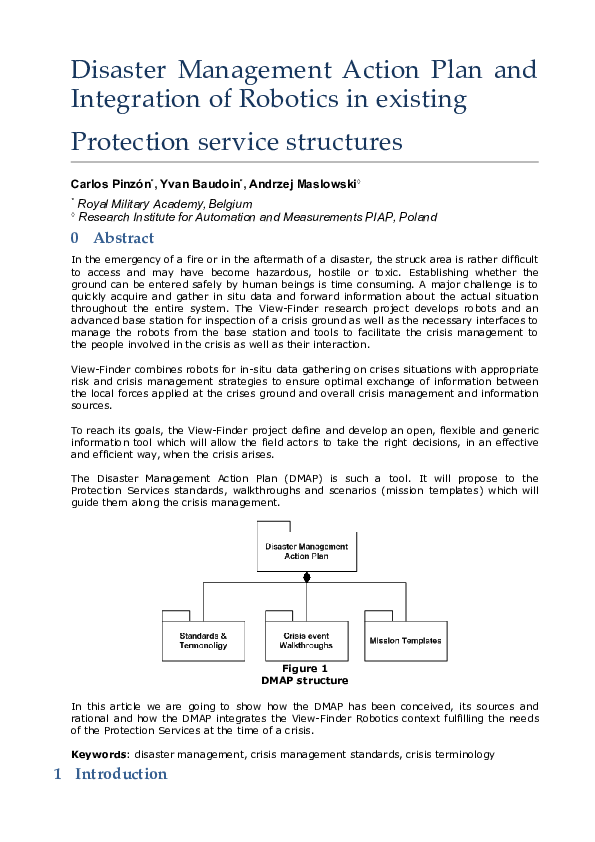 (PDF) Disaster Management Action Plan and Integration of Robotics in ...