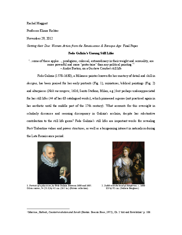 (PDF) Fede Galizia's Unsung Still Lifes