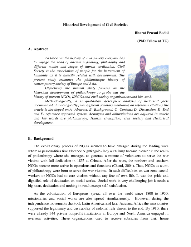 (PDF) Historical Development of Civil Societies