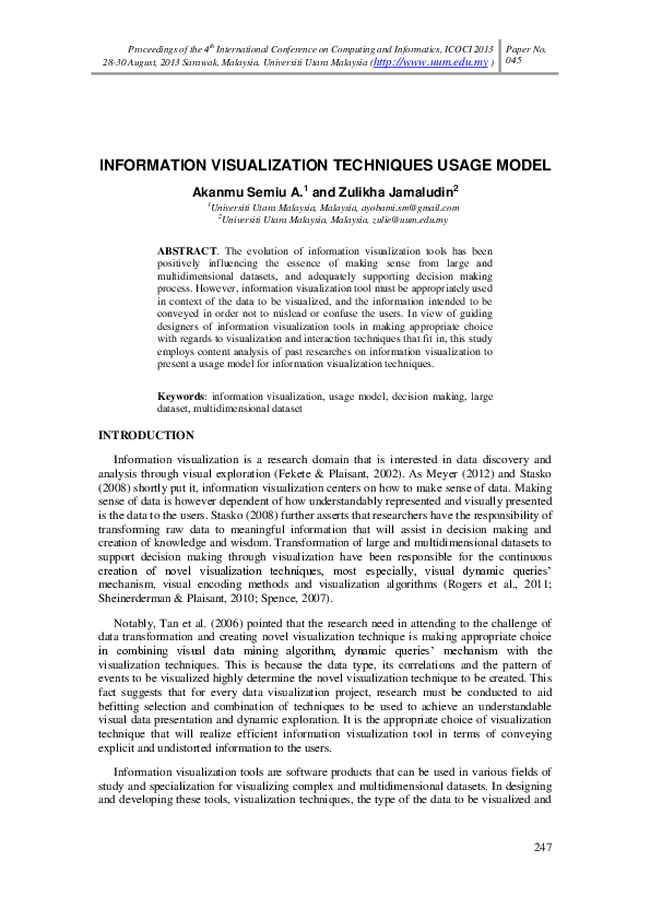 (PDF) Information Visualization Techniques Usage Model